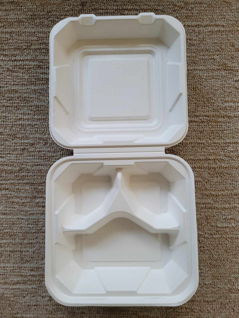 3 Compartment Compostable Sugarcane Bagasse Containers – Lead Bio Care